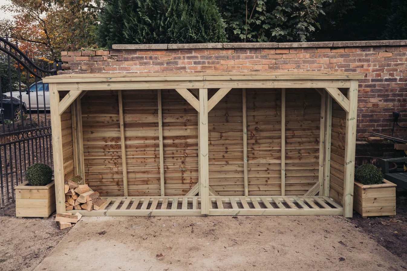 Large 6ft x 12ft Wooden Garden Log Store - Durable Handmade Firewood ...